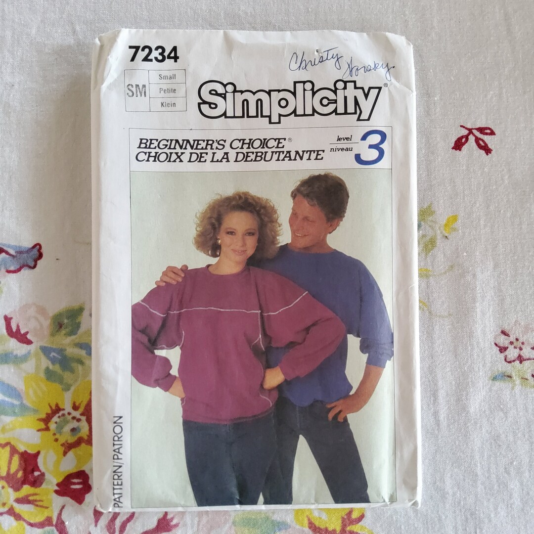 Simplicity 7234 Complete 1 Piece Cut Factory Folds Vintage 80s Sewing ...