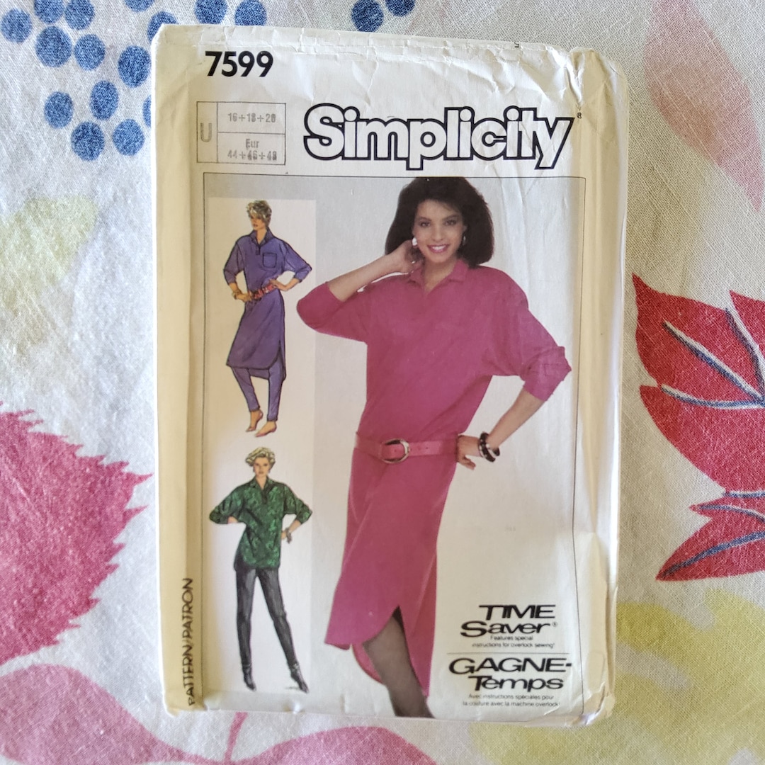 Simplicity 7599 Complete Uncut Factory Folds Vintage 80s Sewing Pattern ...