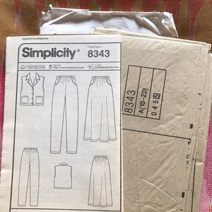 Simplicity 8343 Complete Uncut Factory Folds Vintage 90s Sewing Pattern ...