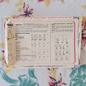 Simplicity 7564 Cut Complete or Uncut FF 70s Sewing Pattern Middy Style ...