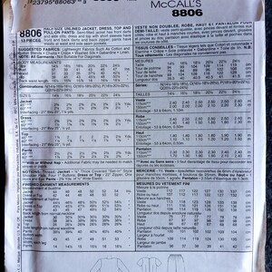 Mccalls 8806 Complete Uncut Factory Folds Vintage 90s Relaxed Career ...