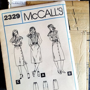 Mccalls 2329 Complete Uncut Factory Folds Vintage 80s Straight Skirt ...