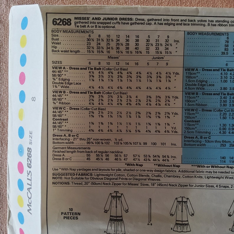 Mccalls 6268 Complete Uncut Factory Folds Vintage 70s Sewing Pattern ...