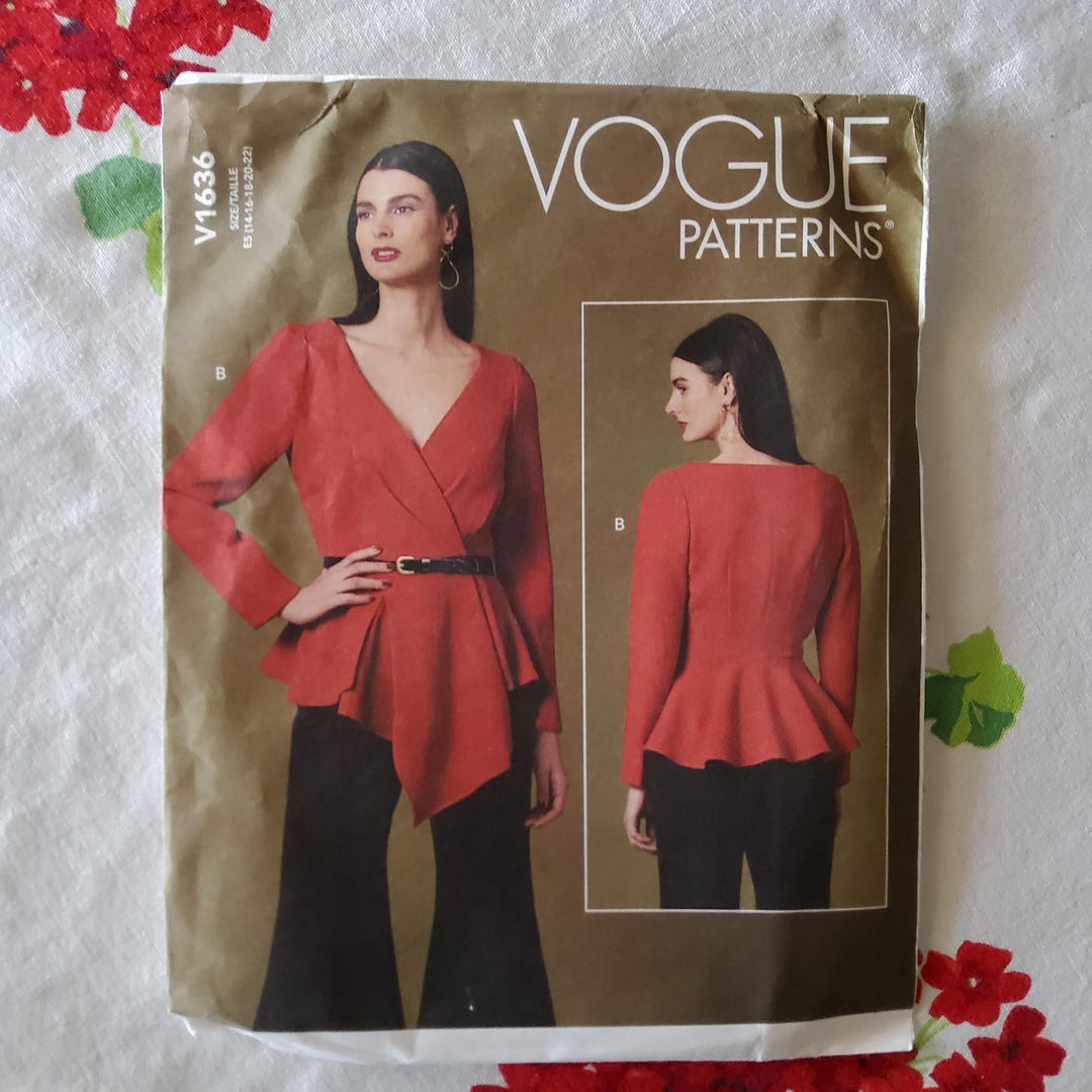 Vogue 1636 Complete Uncut Factory Folds Sewing Pattern Dramatic Double ...