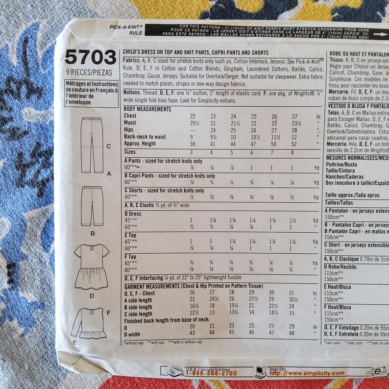 Simplicity 5703 Complete Uncut Factory Folds Vintage 2003 Sewing ...