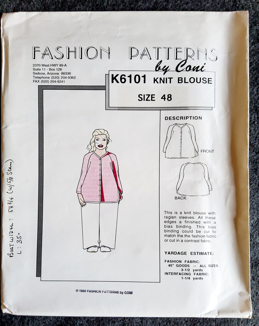 Fashion Patterns by Coni K6101 Vintage 90s Connie Crawford Knit Blouse ...