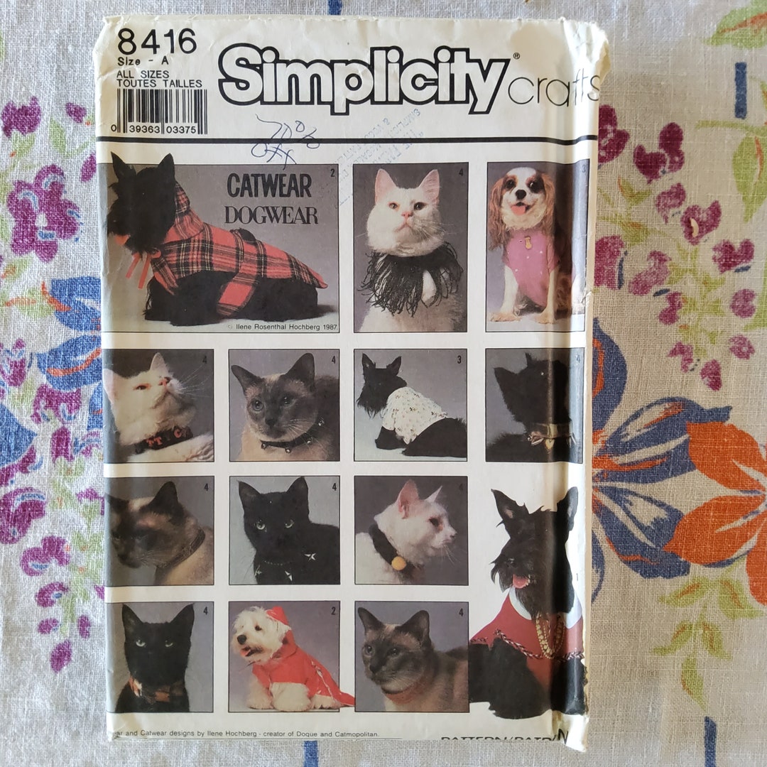 Simplicity 8416 Complete Uncut Factory Folds Vintage 80s Sewing Pattern Catwear Dogwear Fancy ...