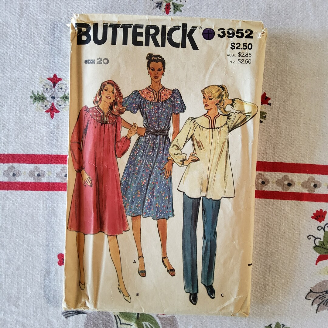 Butterick 3952 Cut Complete or UC FF Vintage 80s Sewing Pattern Yoked ...