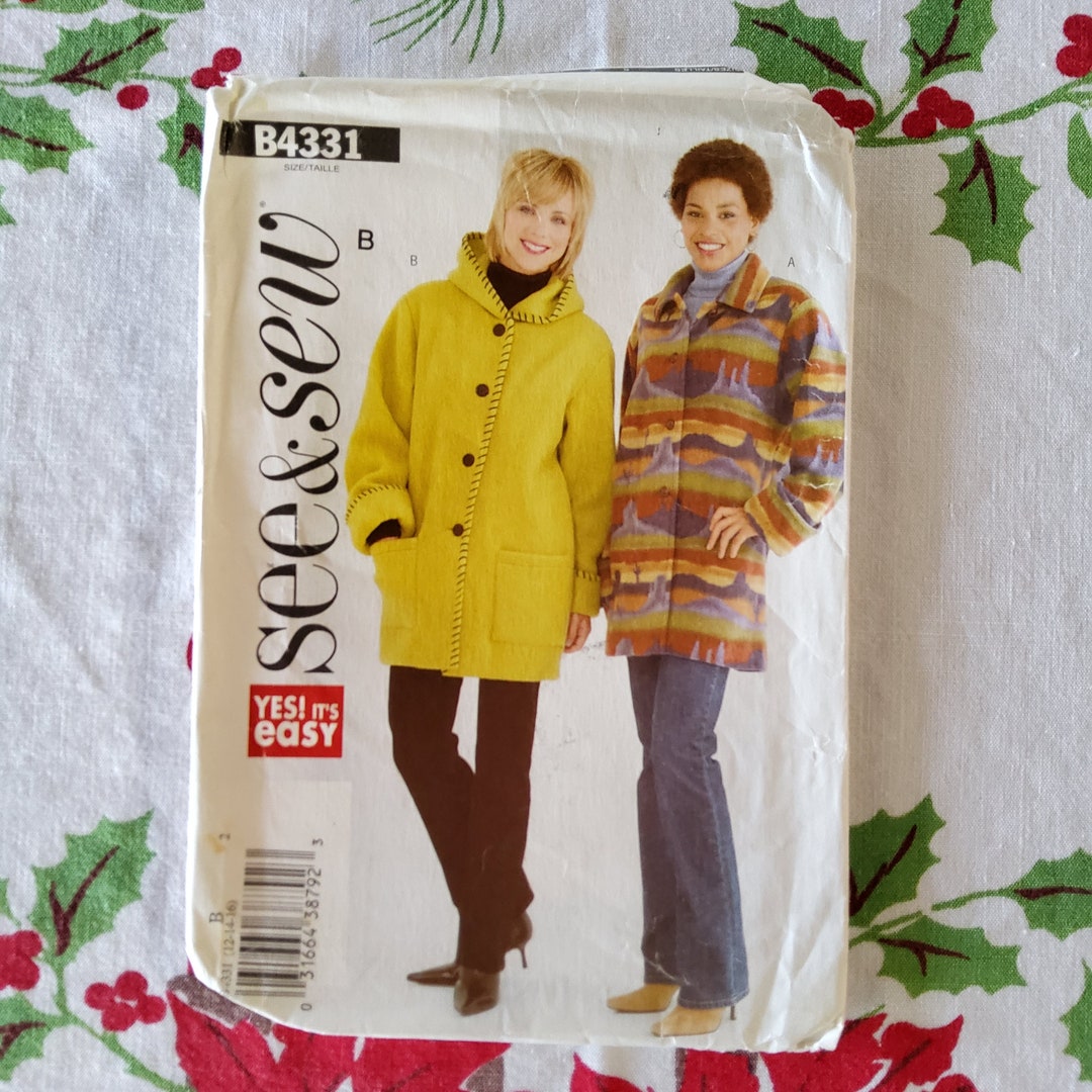 Butterick 4331 Complete Uncut Factory Folds Sewing Pattern Fleece Coats ...