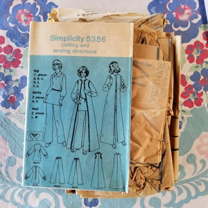 Simplicity 5356 Mostly Complete Uncut FF Vest is Cut Vintage 70s Sewing ...