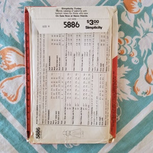 Simplicity 5886 Complete Uncut Factory Folds Vintage 80s Sewing Pattern ...