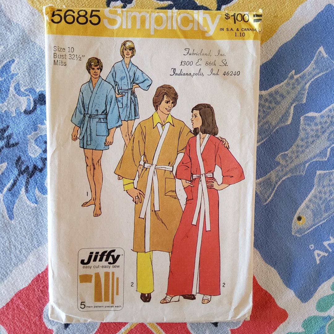 Simplicity 5685 Cut Complete or UC FF Vintage 70s Sewing Pattern Kimono ...