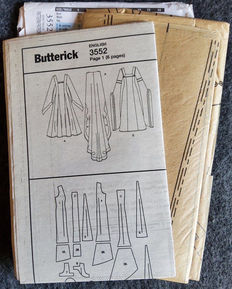 Butterick 3552 Complete Uncut Factory Folds Renaissance - Etsy