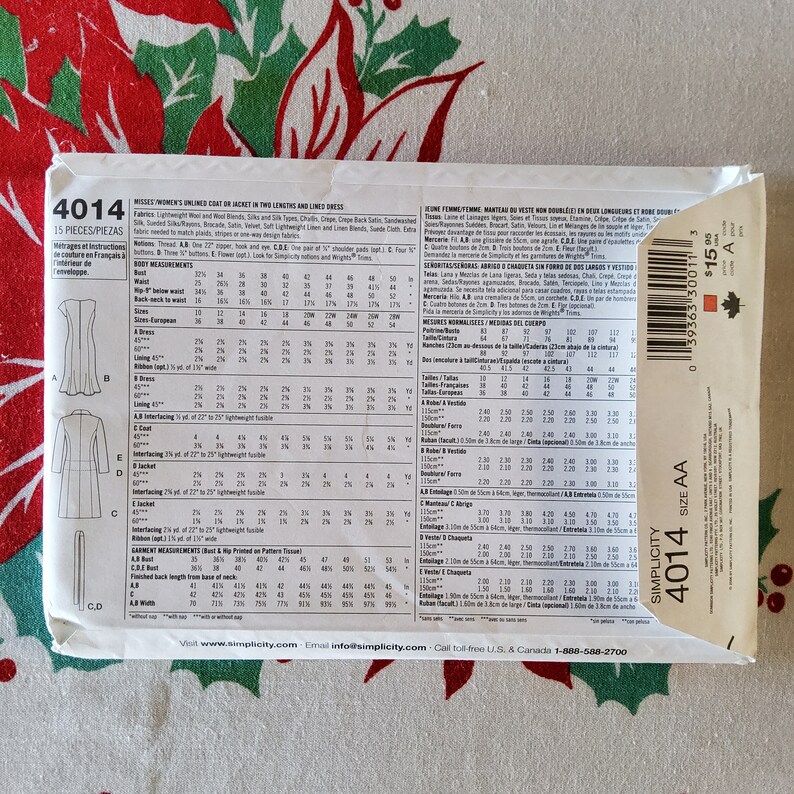 Simplicity 4014 Complete Uncut Factory Folds Sewing Pattern - Etsy