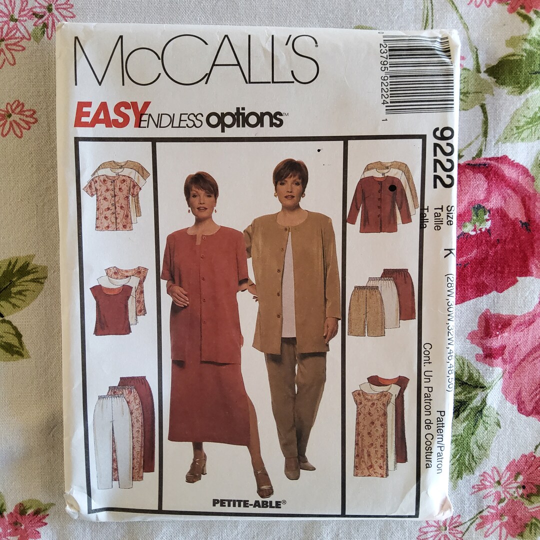 Mccalls 9222 Complete Uncut Factory Folds Vintage 90s Sewing Pattern ...