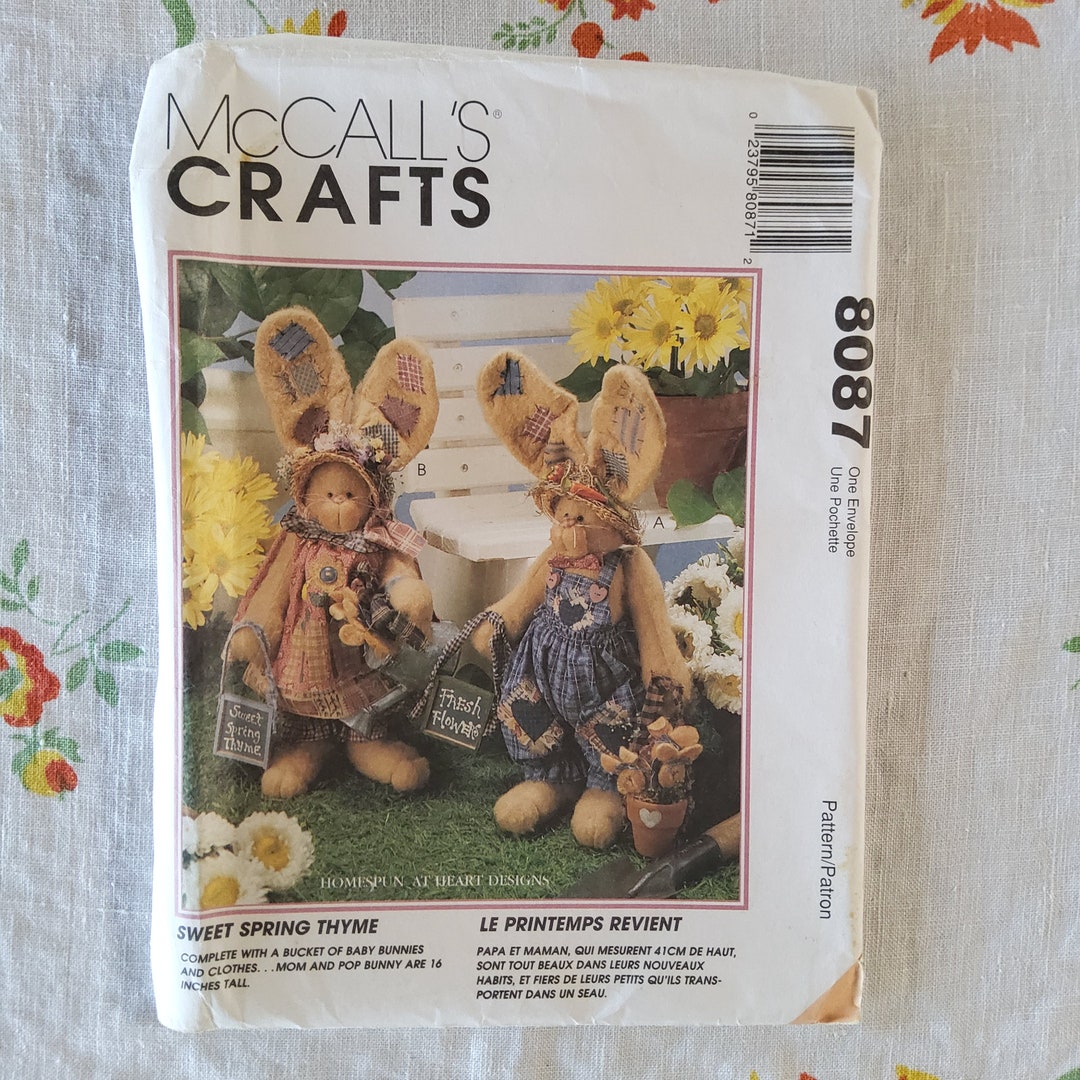 Mccalls 8087 Complete Uncut Factory Folds Vintage 90s Stuffed Rabbit ...
