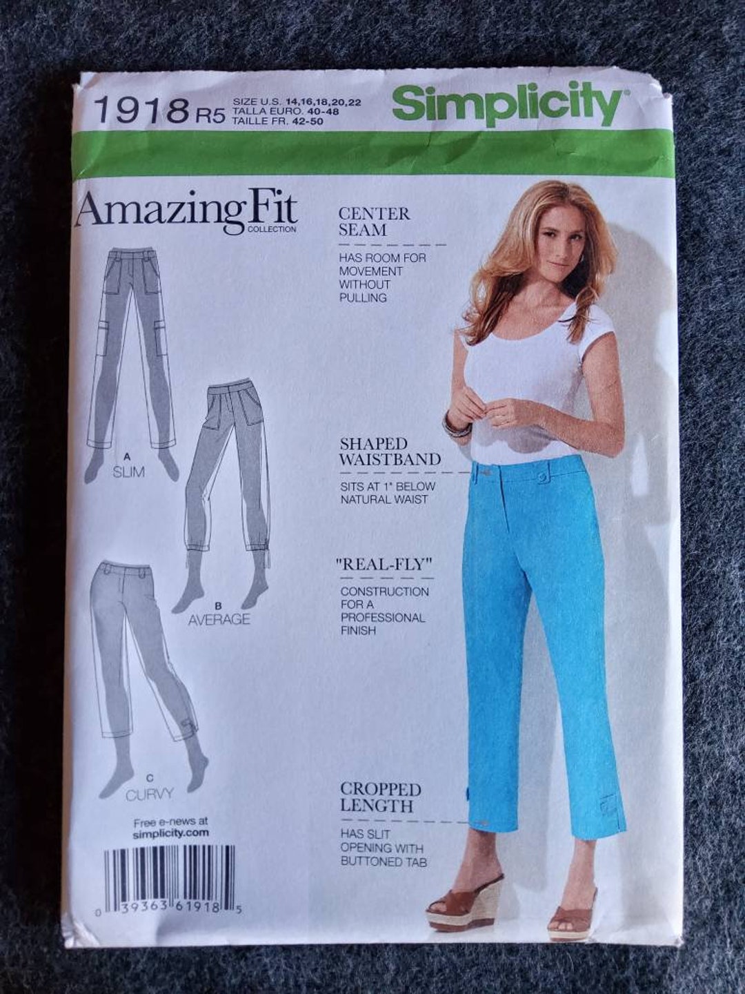 Simplicity 1918 Complete Uncut Factory Folds Amazing Fit Pants Sewing ...