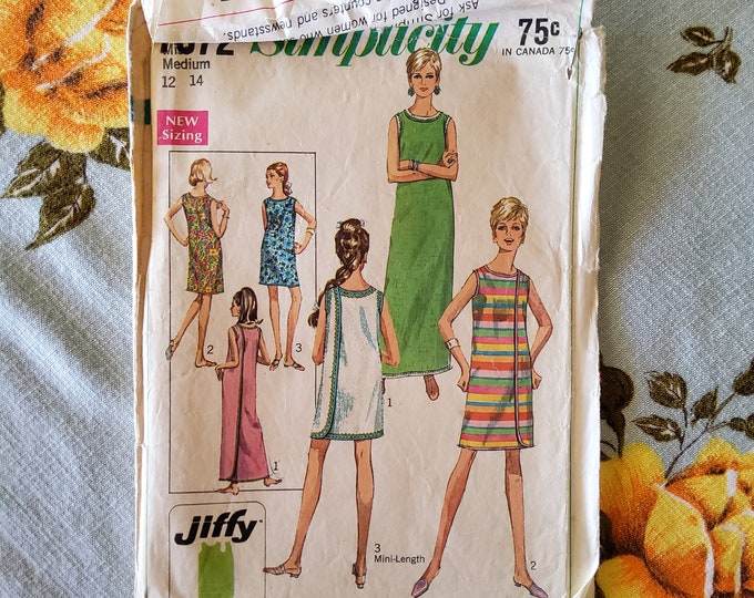 Simplicity 7572 Complete Uncut Factory Folds Vintage 60s Jiffy Dress ...