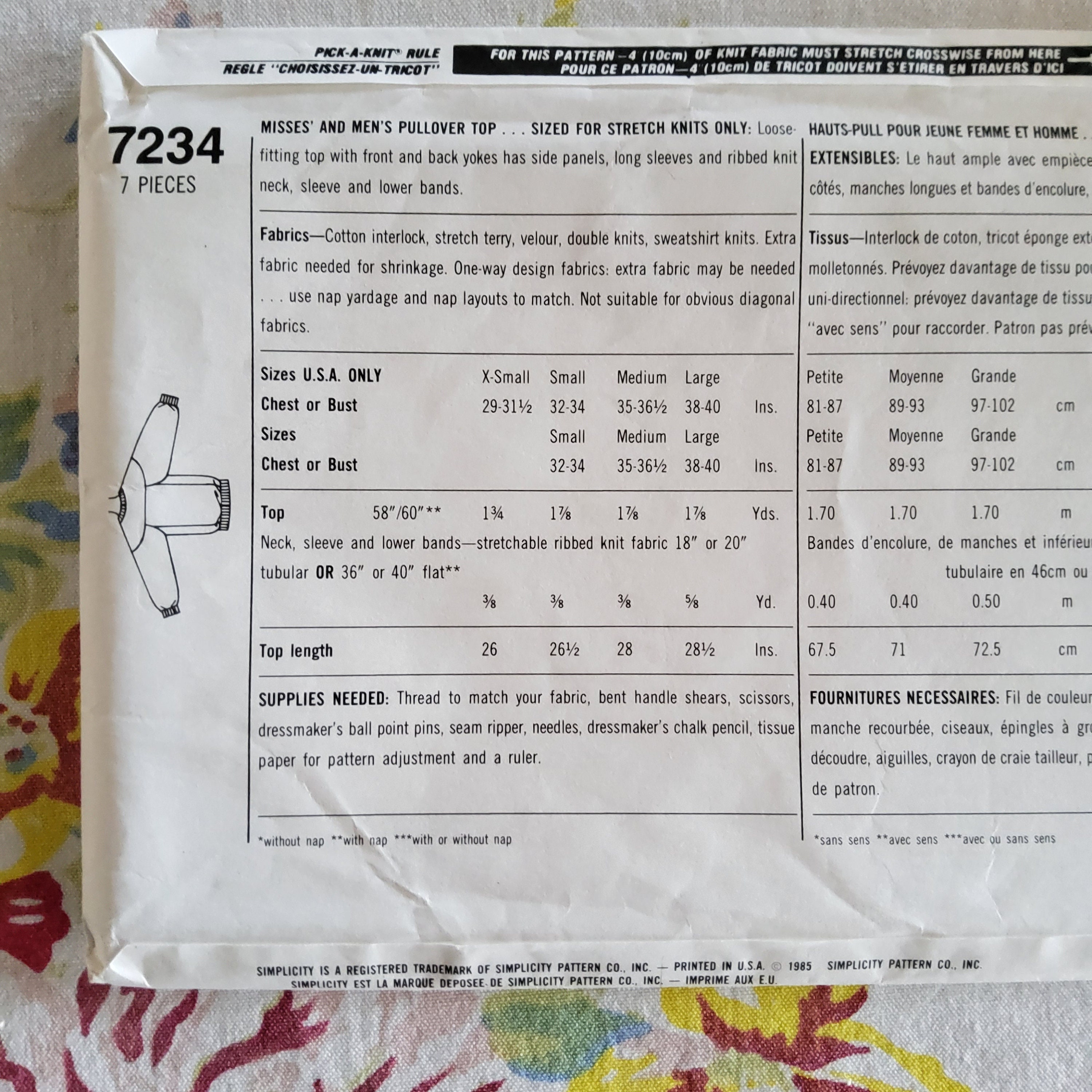 Simplicity 7234 Complete 1 Piece Cut Factory Folds Vintage 80s - Etsy