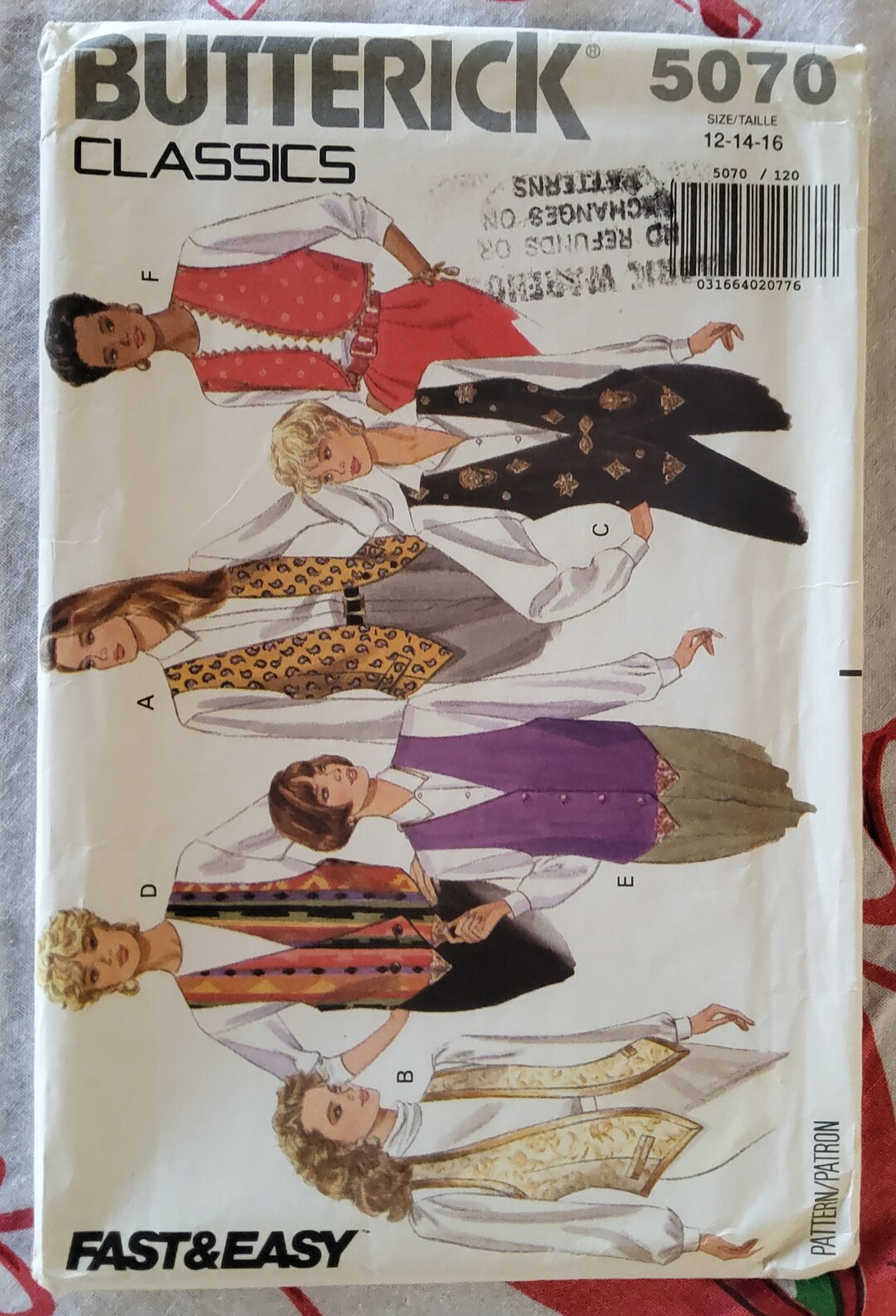 Butterick 5070 Complete Uncut Factory Folds Vintage 90s Long Flashy ...