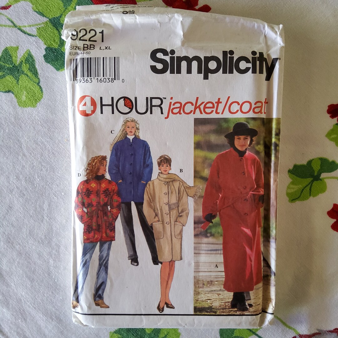 Simplicity 9221 Complete Uncut Factory Folds Vintage 90s Sewing Pattern ...
