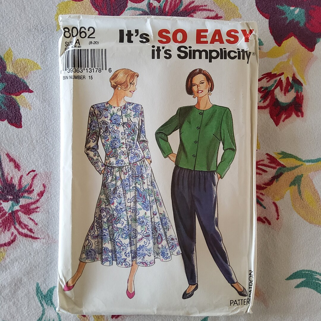 Simplicity 8062 Complete Uncut Factory Folds Vintage 90s Sewing Pattern ...