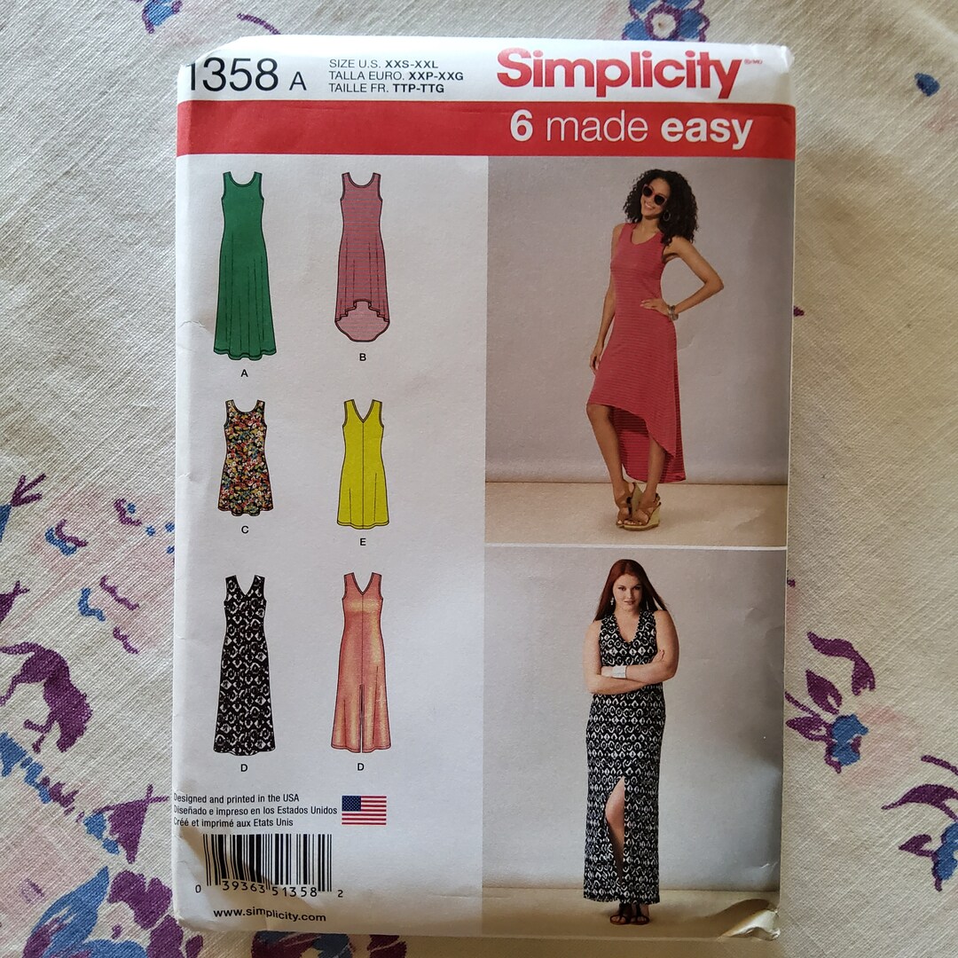 Simplicity 1358 Complete Uncut Factory Folds Sewing Pattern High Low ...