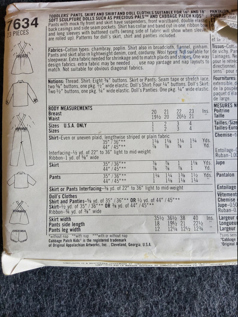 Simplicity 7634 Complete Uncut Factory Folds Vintage 80s Kids Jumper ...