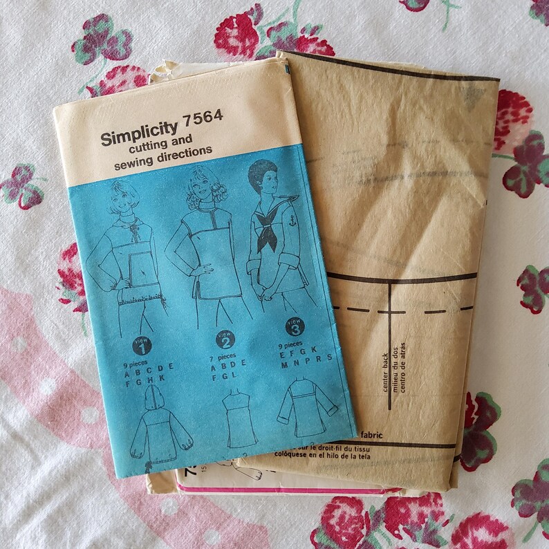 Simplicity 7564 Cut Complete or Uncut FF 70s Sewing Pattern Middy Style ...