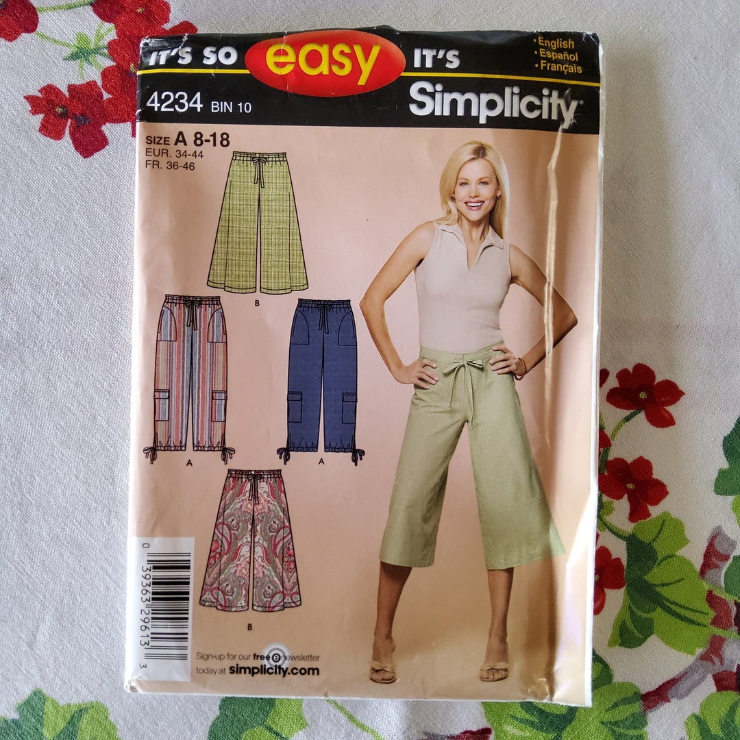 Simplicity 4234 Complete Uncut Factory Folds Sewing Pattern Culottes ...