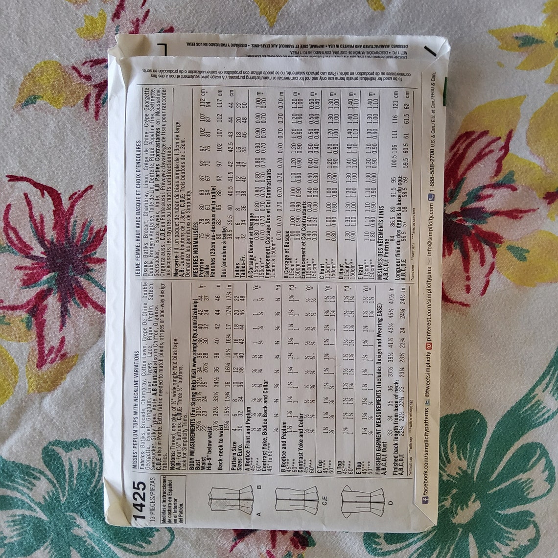 Simplicity 1425 Complete Uncut Factory Folds Sewing Pattern - Etsy