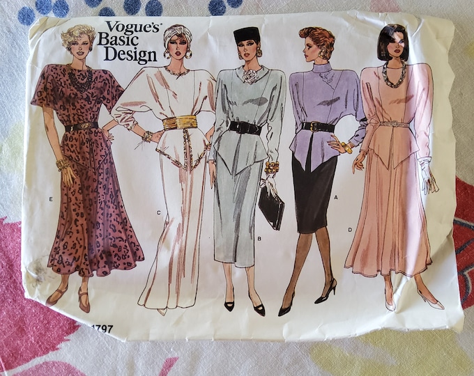 Vogue 1797 Complete Uncut Factory Folds Vintage 80s Sewing Pattern to ...