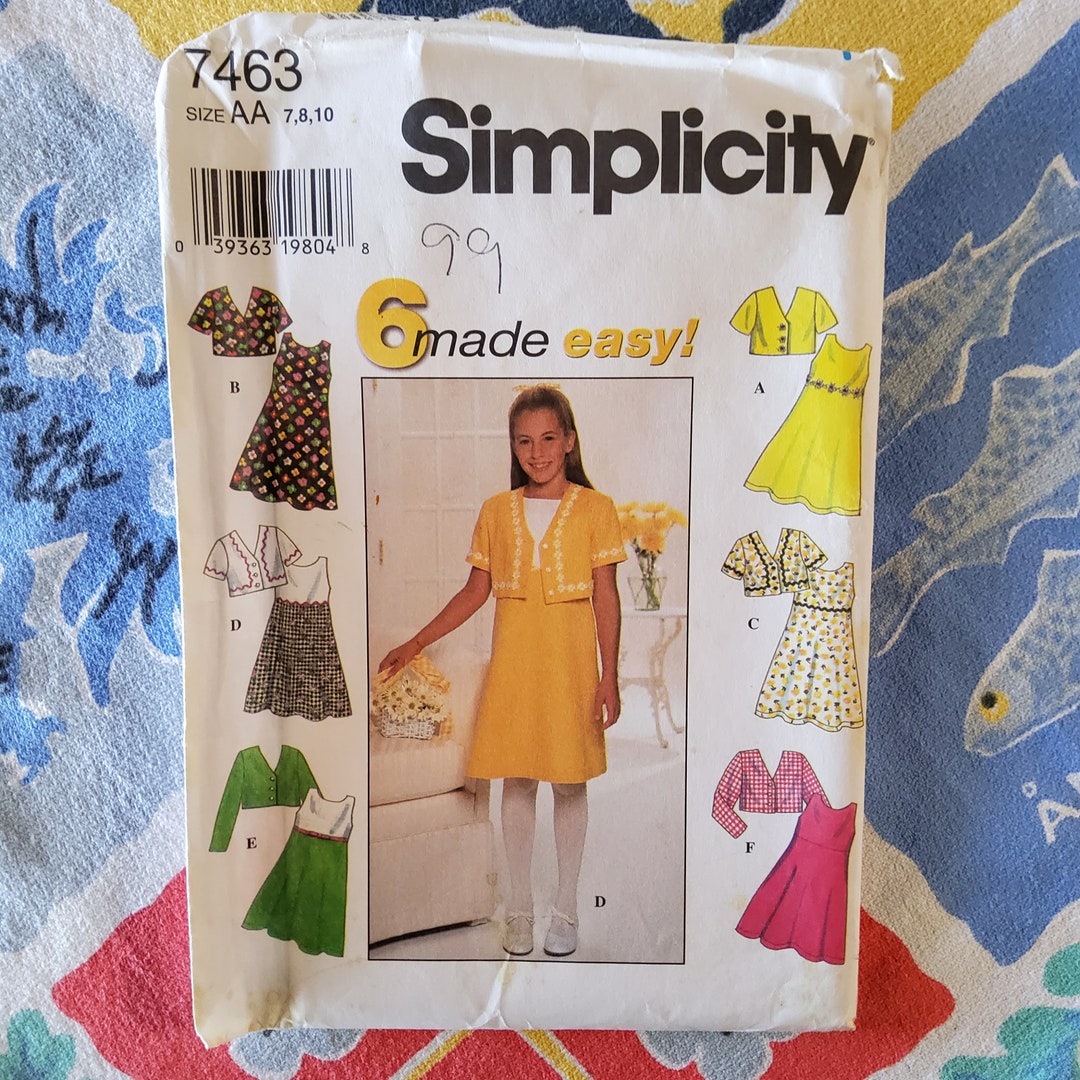Simplicity 7463 Complete Uncut Factory Folds Vintage 90s Sewing Pattern ...