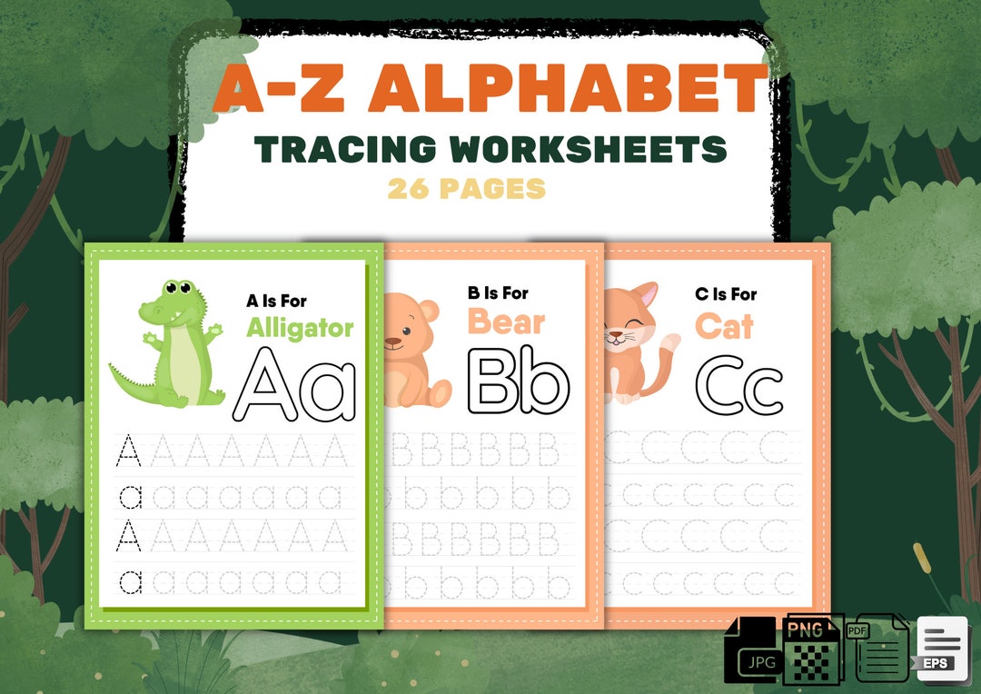Kids Animal Alphabet Tracing Workbook - Etsy