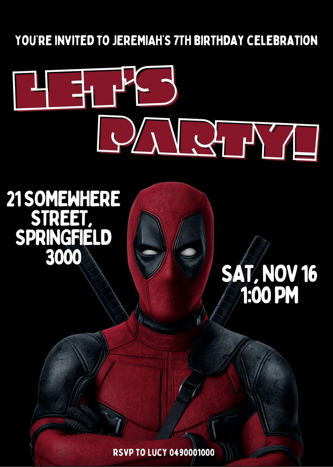 Editable Deadpool Birthday Invitation (digital) - Etsy