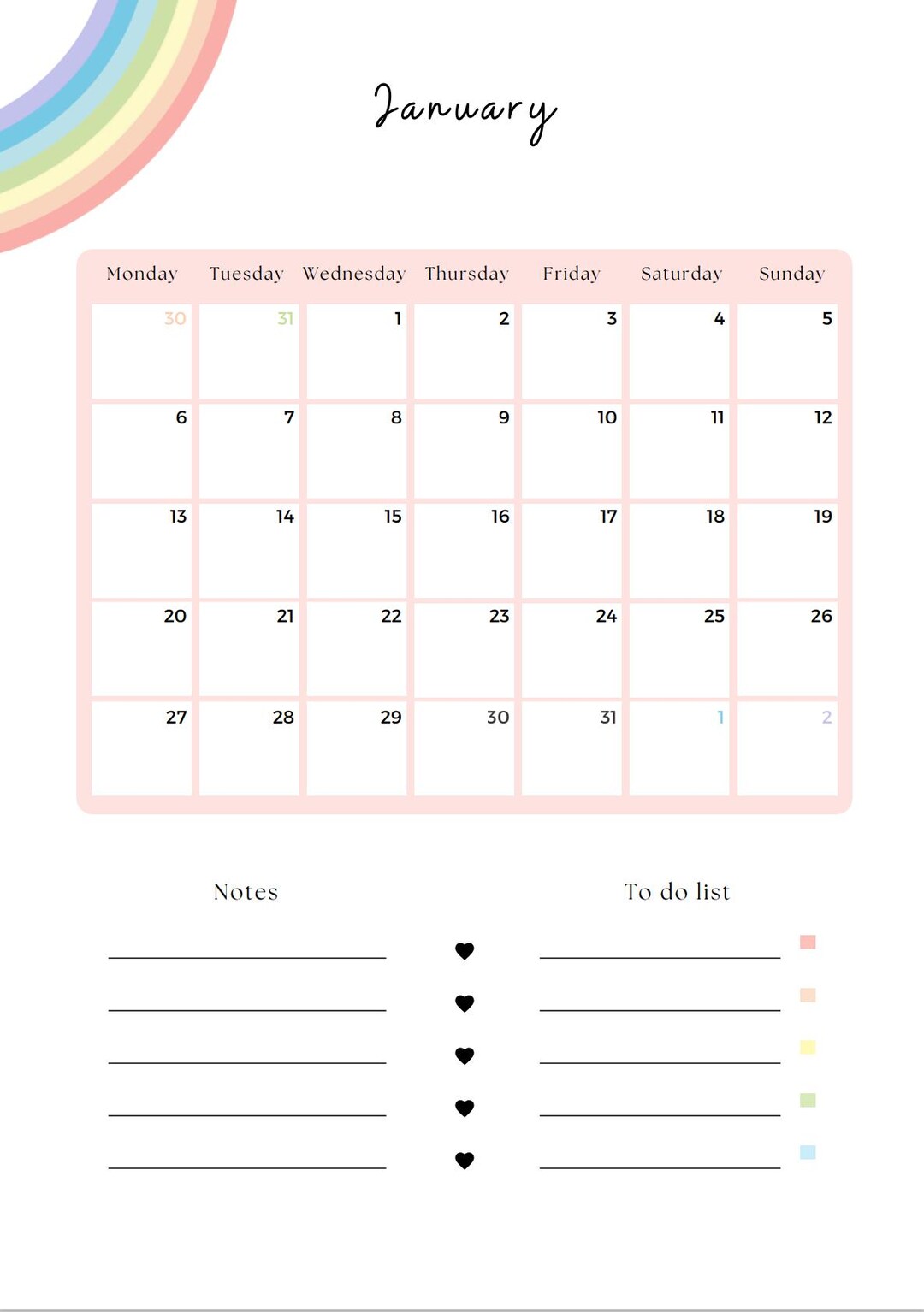 2025 Rainbow Printable Planner - Etsy