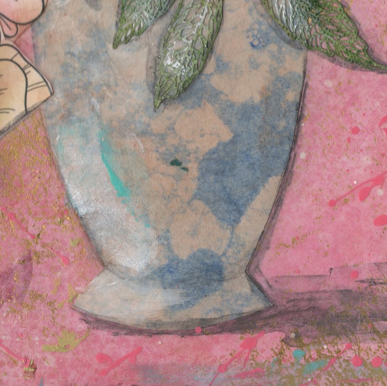 Original Collage Painting Floral Still Life 4 Butterflies Contemporary ...