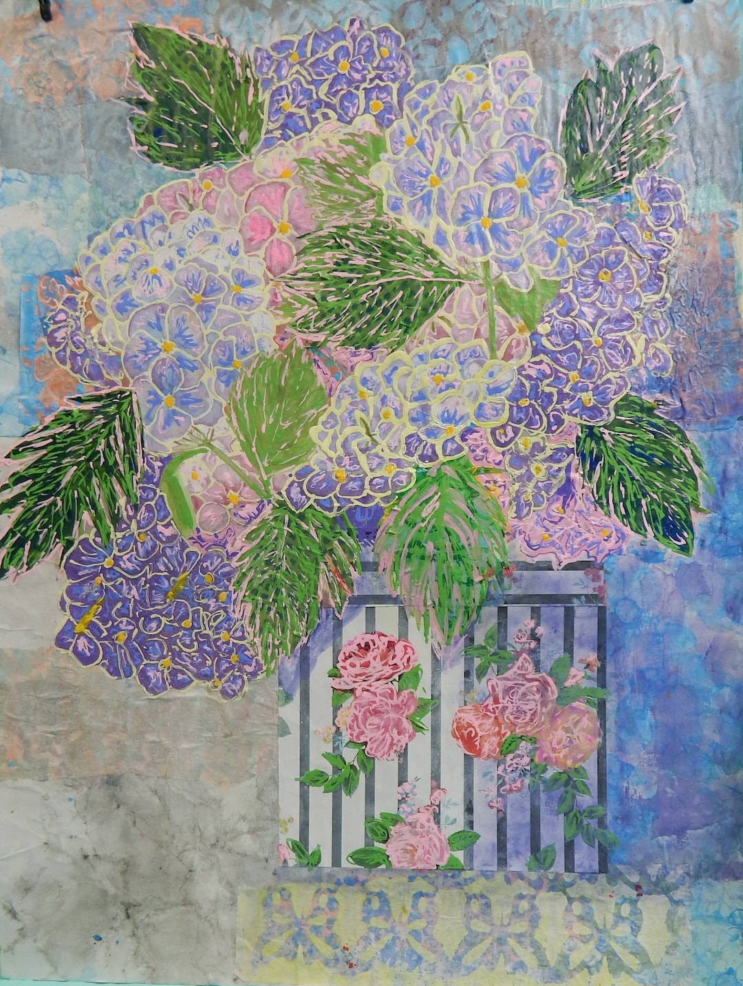 Original Floral Still Life Collage on Water Color Paper With Lots of ...