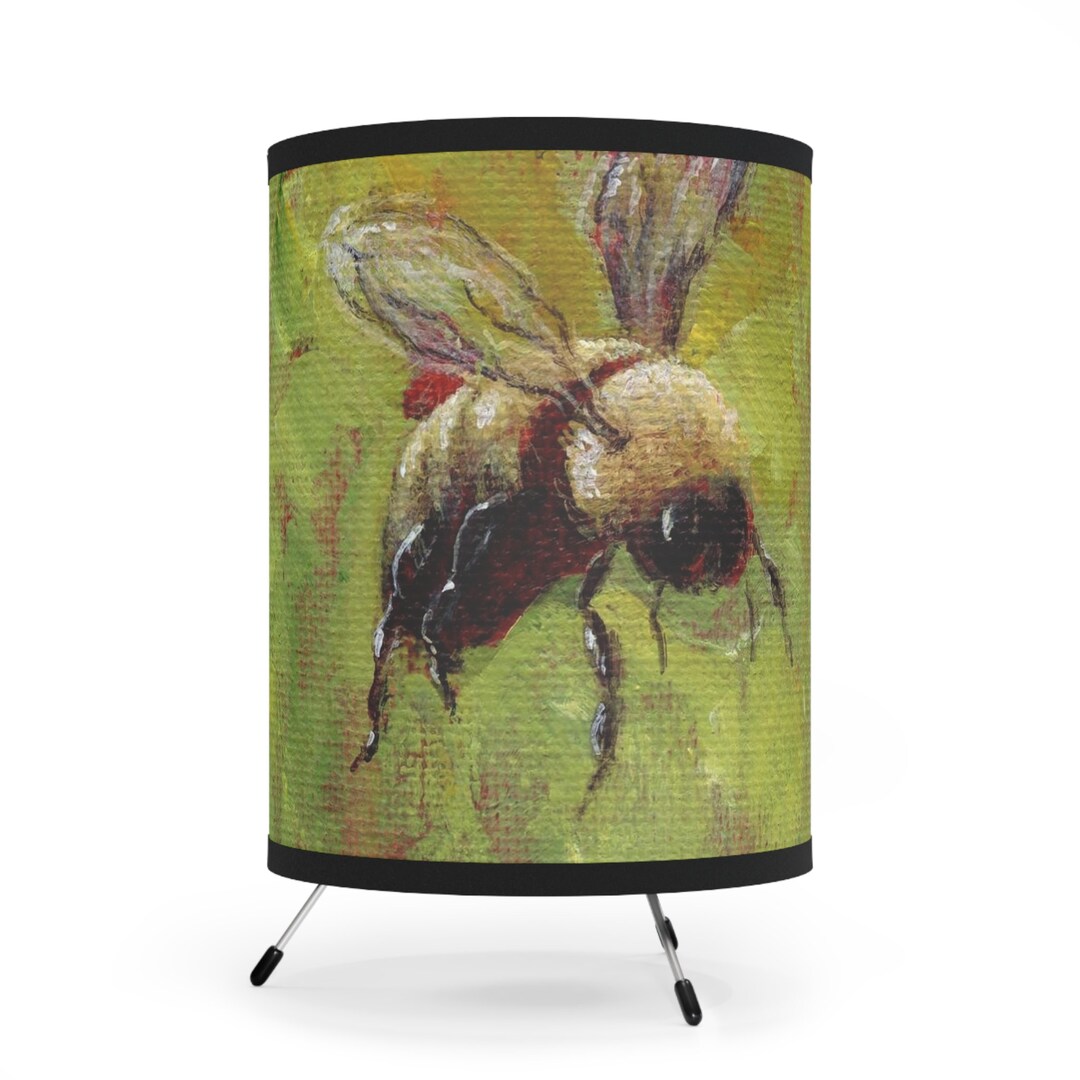 Tripod Lamp With High-res Printed Shade With Bumble Bee in Flight Night ...