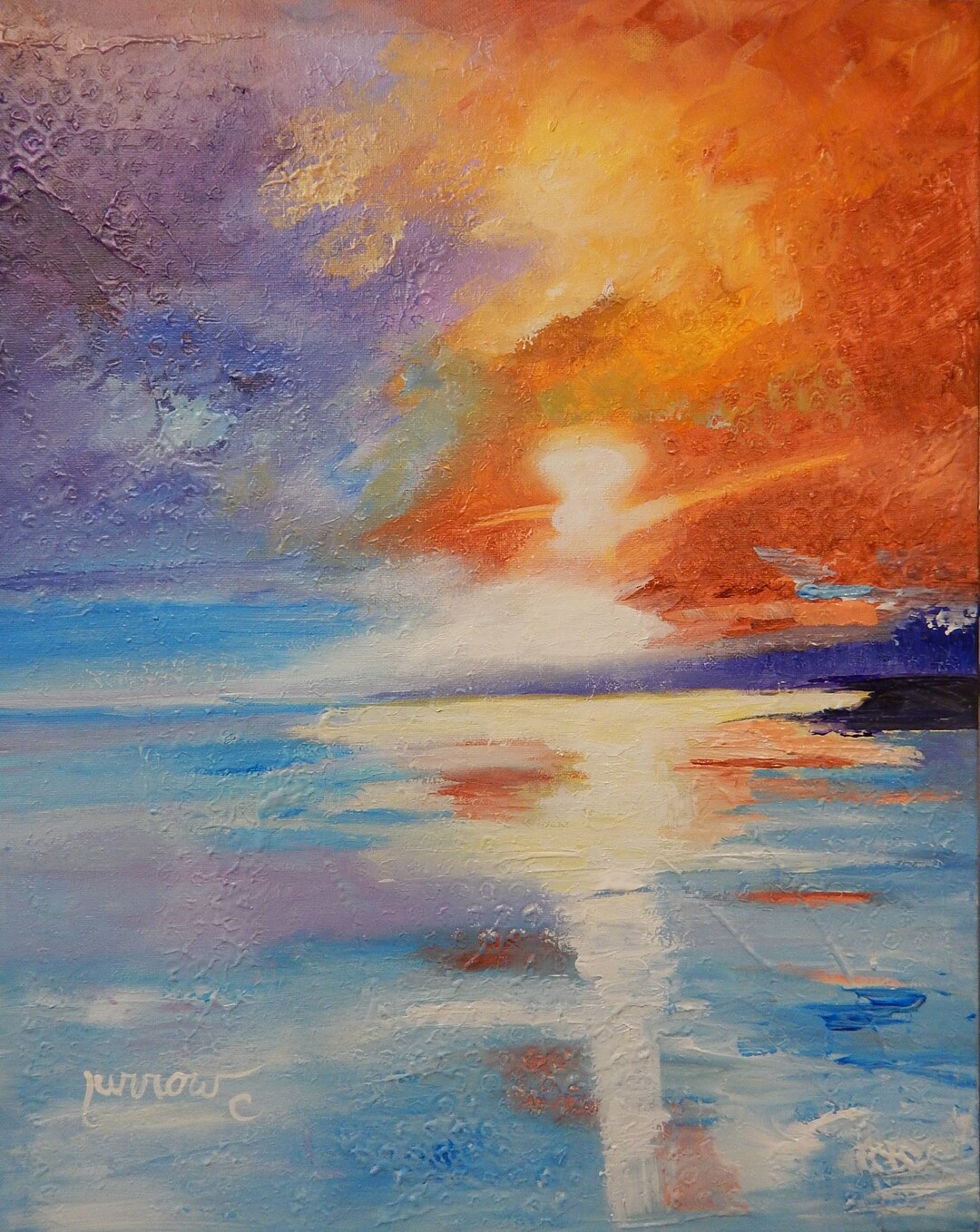 SUNSET Wall Decor Art for the Wall Sun Setting Over the Ocean Warm ...