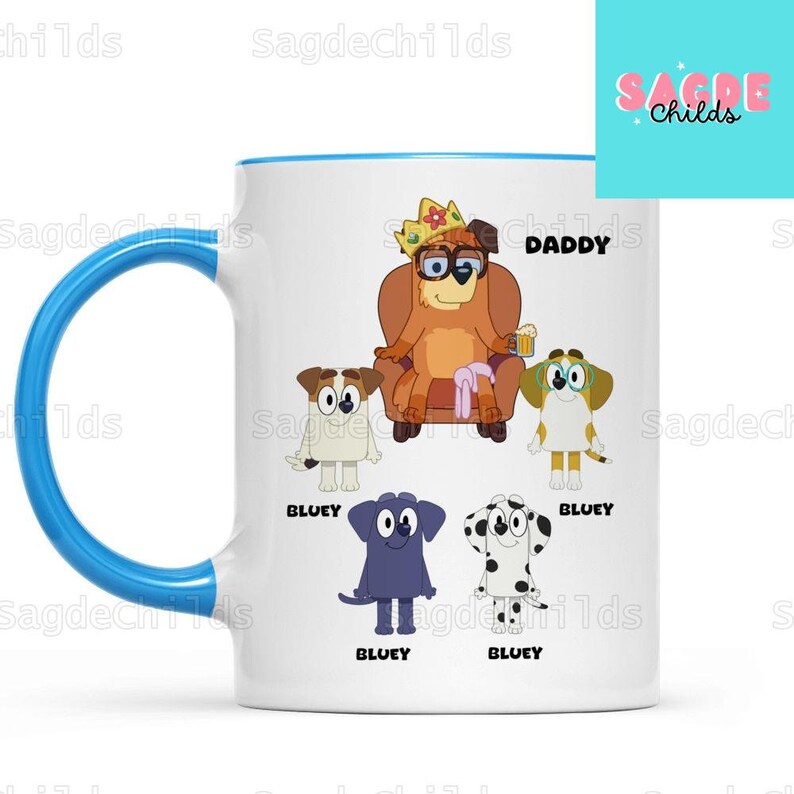 Personalized Bluey Family Mug, Best Dad Ever Mug, Bluey Coffee Mug ...