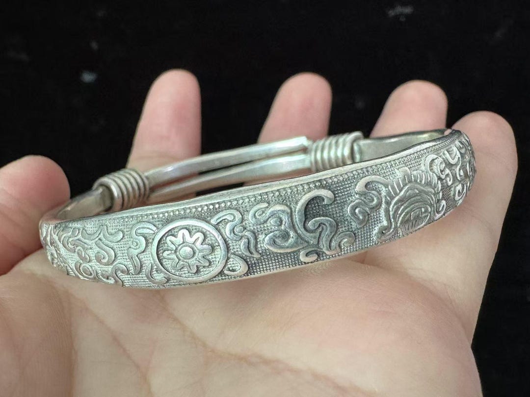 Nepal Sterling Silver Antiqued Cuff Bangle Bracelet,adjustable Bangle ...