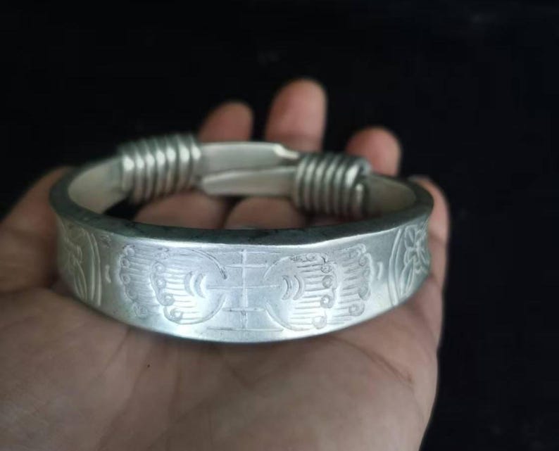 Nepal Handmade Silver Antiqued Cuff Bangle Bracelet,adjustable Bangle ...