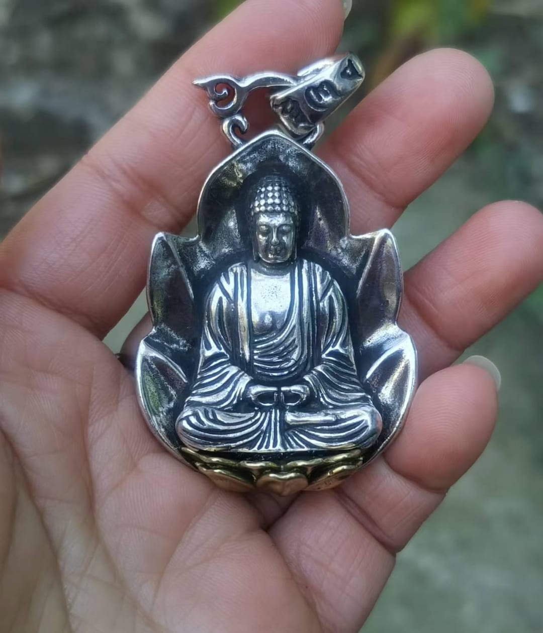 Silver Shakyamuni Bodhisattva Pendant Necklace & Chain Necklace Buddah ...