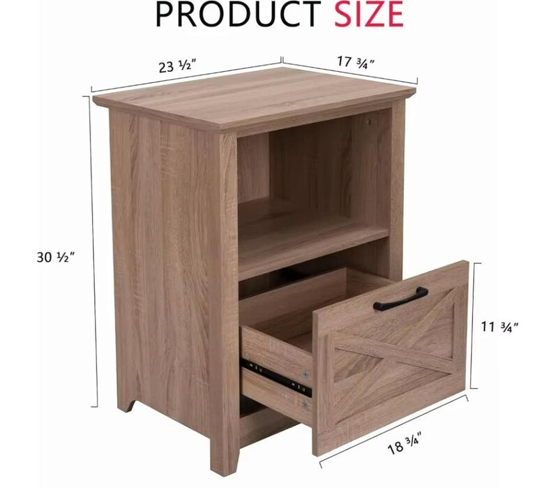 Wood Bedside Table With Storage Drawer and Open Cubby, Stylish End ...