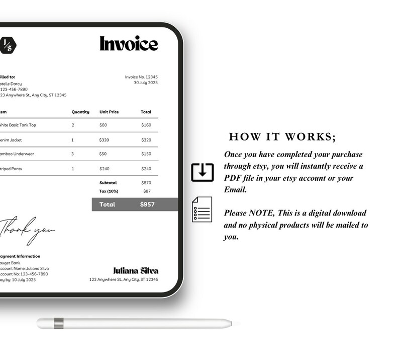 Simple Invoice Design, Editable Excel Sheet, Printable Invoice Template ...