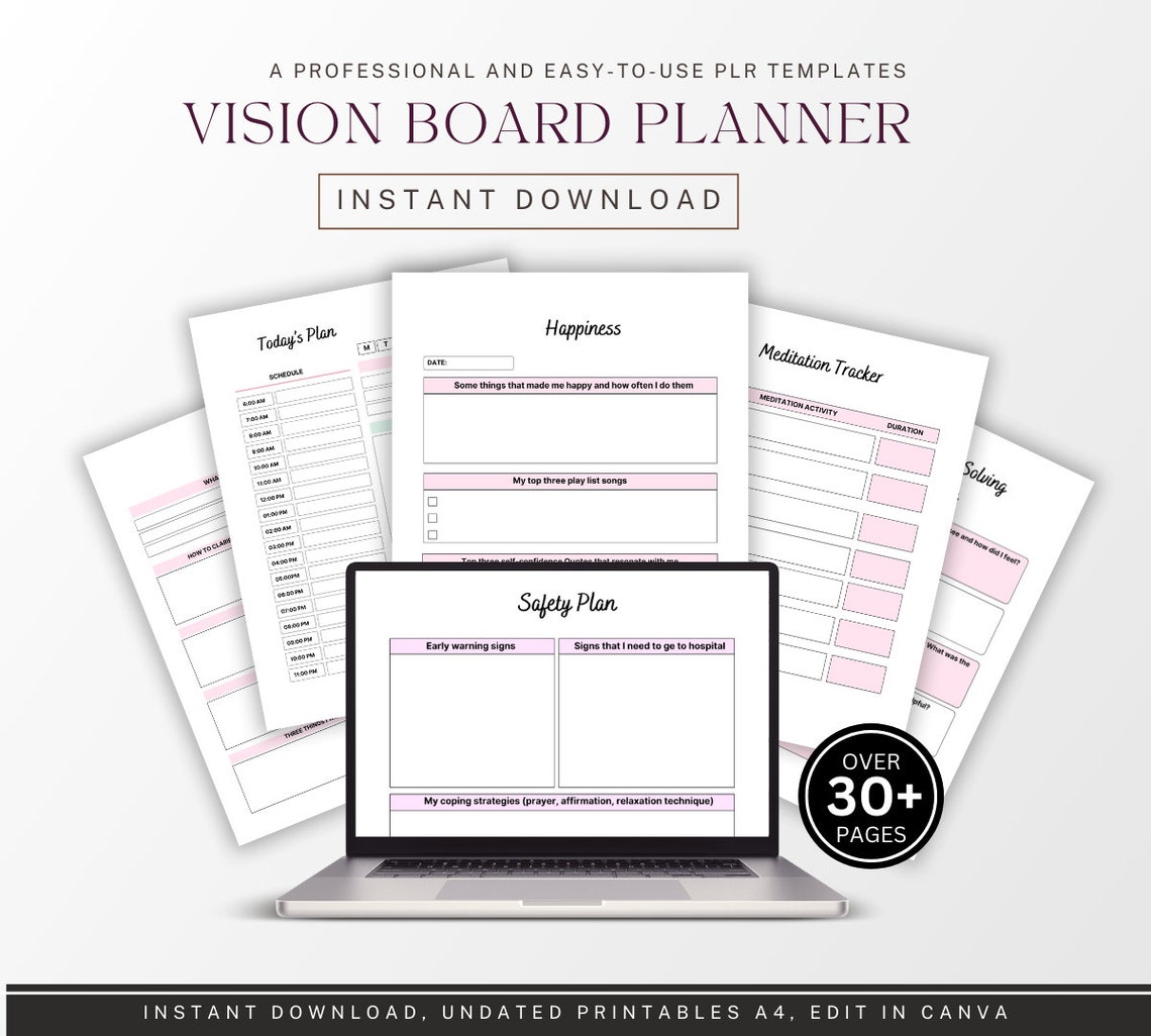 Vision Board Planner, Goal Setting Organizer, Inspirational Planner ...