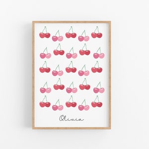 Cherry Print Personalised Cherries Custom Name Wall Art Aesthetic ...