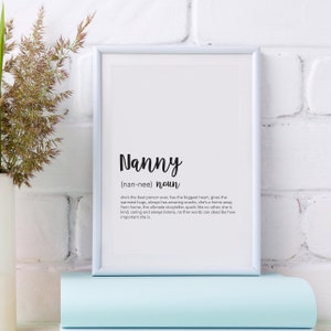 Nanny Definition Print, Nanny Dictionary Print, Nanny Gifts, Nanny ...