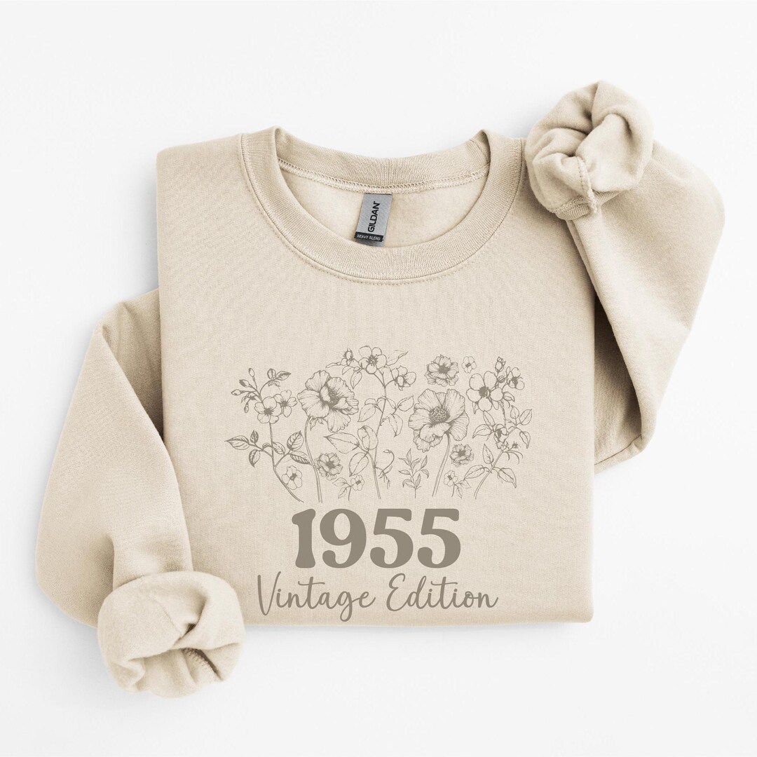 1955 Sweatshirt 70th Birthday Gift for Woman 1955 Birth Year Number ...